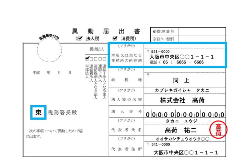 法人の異動届出書の書き方【本店移転と書類送付先の変更方法を図解しました!】